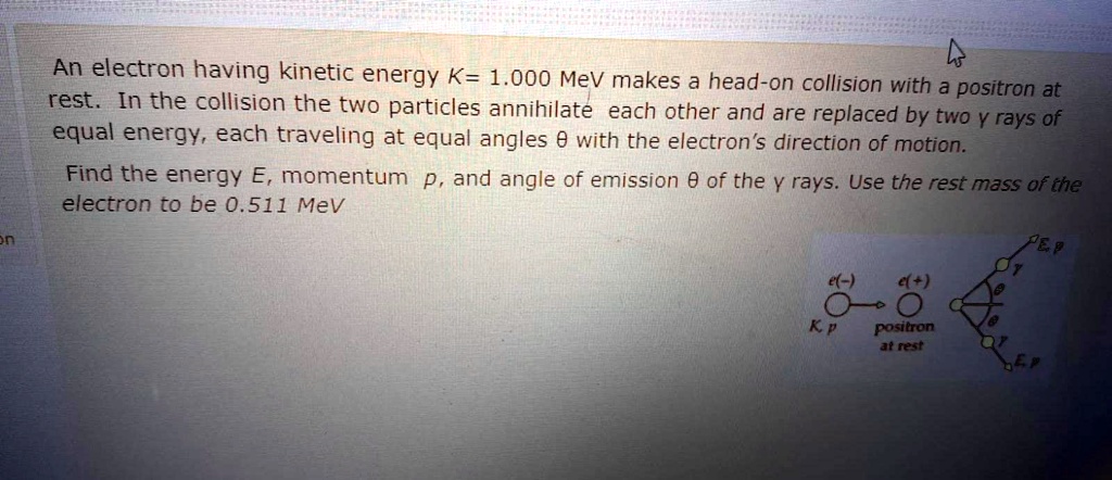 an electron having kinetic energy k 1000 mev makes a head on collision ...