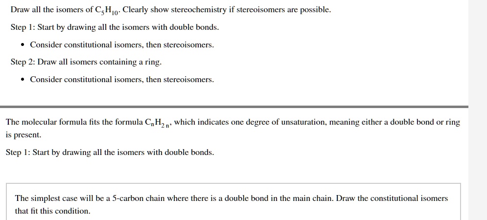 Draw all the isomers of C5H10. Clearly show stereochemistry if ...