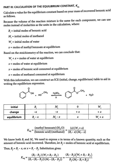 part iii calculation of the equilibrium constant keq calculate a value for the equilibrium ...