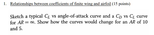 1. Relationships between coefficients of finite wing and airfoil (15 ...