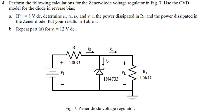 SOLVED: Perform the following calculations for the Zener-diode voltage ...