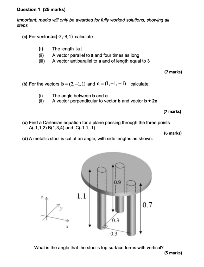 SOLVED: Question 1 (25 marks) Important: marks will only be awarded for ...