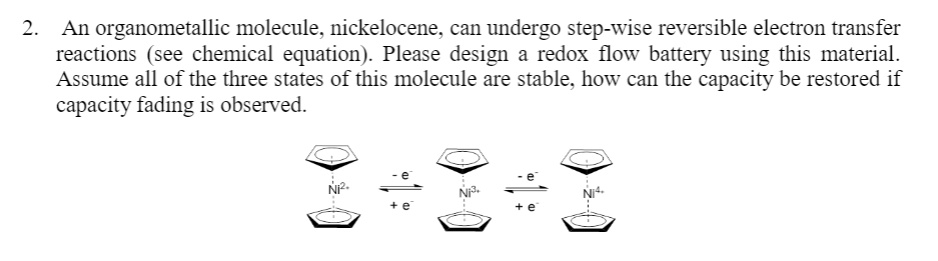 SOLVED: An organometallic molecule, nickelocene, can undergo step-wise ...