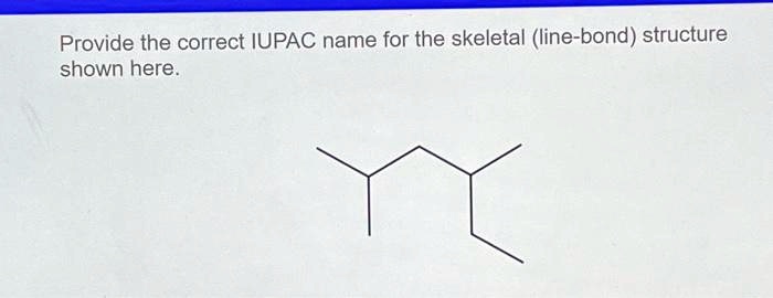 Texts: Provide the correct IUPAC name for the skeletal (line-bond structure shown here).
