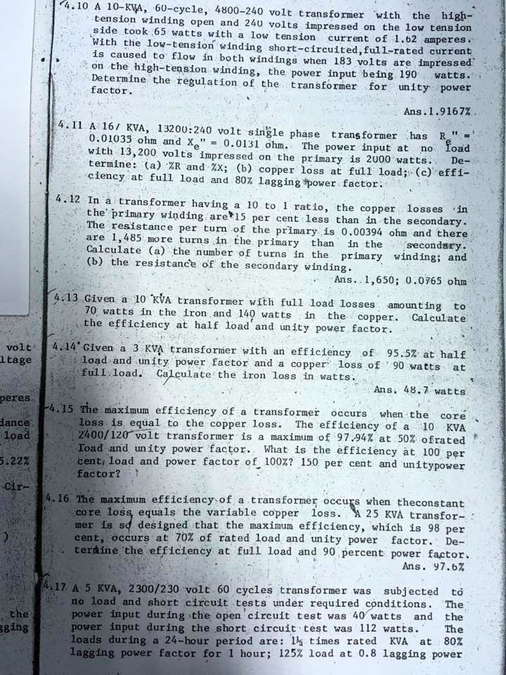 413 given a 10 kva transformer with full load losses amounting to 70 ...