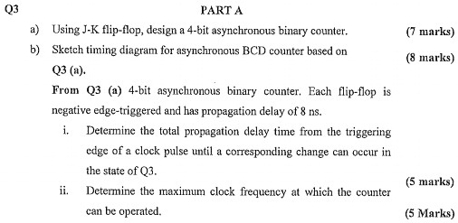 SOLVED: PART A a) Using J-K flip-flops, design a 4-bit asynchronous binary counter. (7 marks) b ...
