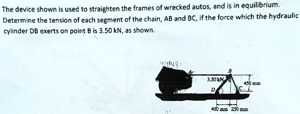 The device shown is used to straighten the frames of wrecked autos, and ...