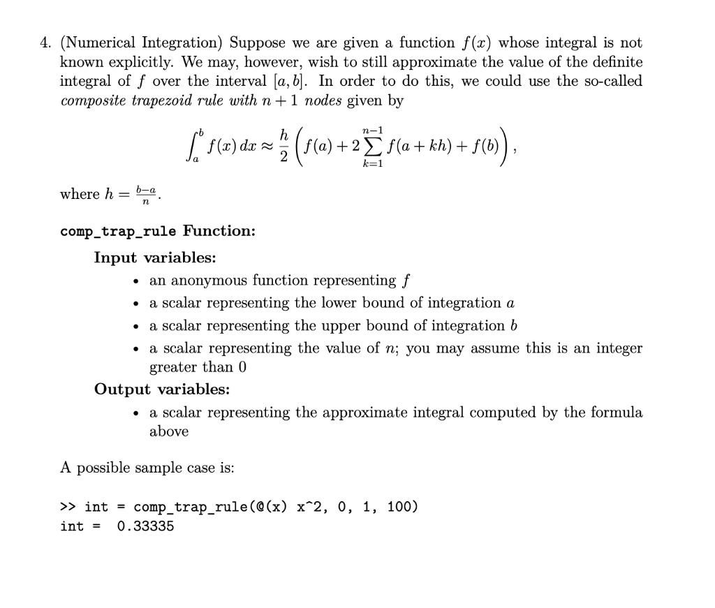 SOLVED: (Numerical Integration) Suppose we are given a function f(x ...