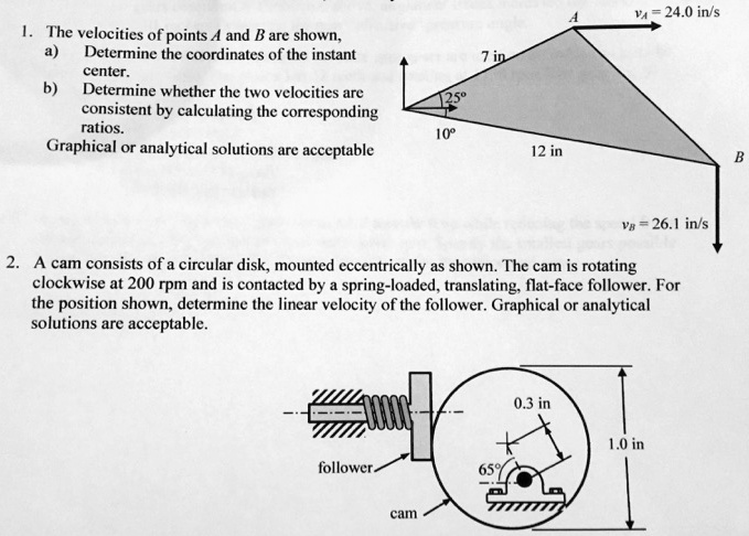 SOLVED: Theory of Machines 1. The velocities of points A and B are shown. a) Determine the ...