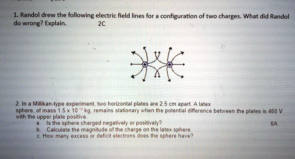 1 randol drew the following electric field lines for a configuration of ...
