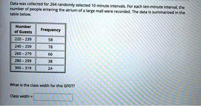 SOLVED: Data was collected for 264 randomly selected 10-minute intervals. For each ten-minute ...