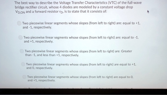 SOLVED: The best way to describe the Voltage Transfer Characteristics ...