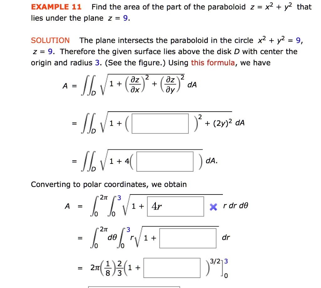Solved Example 11 Find The Area Of The Part Of The Paraboloid 2 X2