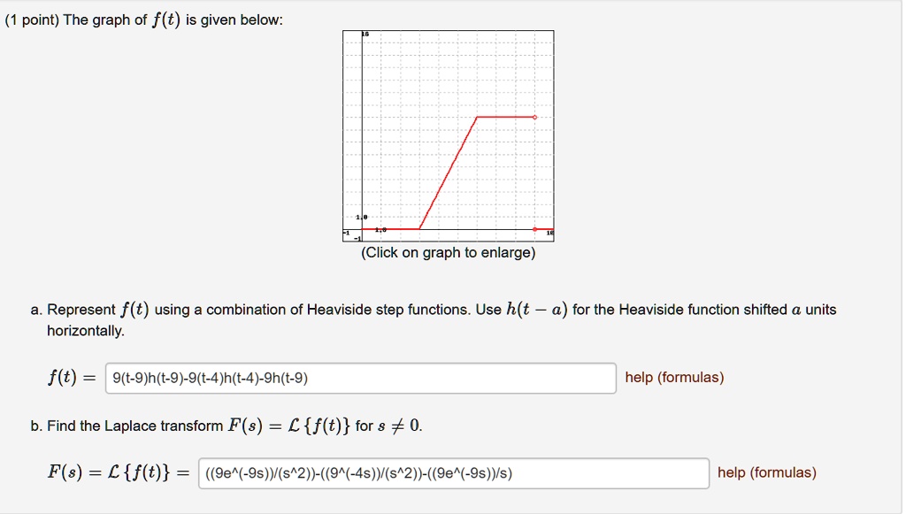 SOLVED:point) The graph of f(t) is given below: (Click on graph to enlarge) Represent f(t) using ...