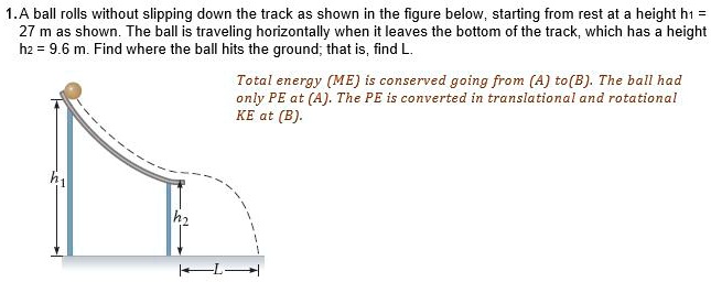 1a ball rolls without slipping down the track as shown the figure below ...