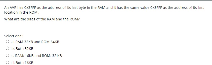 An AVR has 0x3FFF as the address of its last byte in the RAM, and it ...