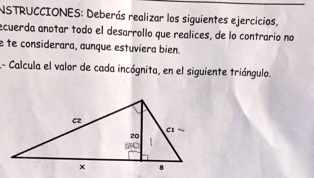 Solved Calcula El Valor De Cada Incógnita En El Siguiente Triángulo