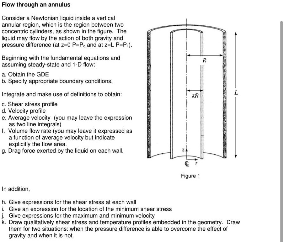 SOLVED: Text: Flow through an annulus Consider a Newtonian liquid ...