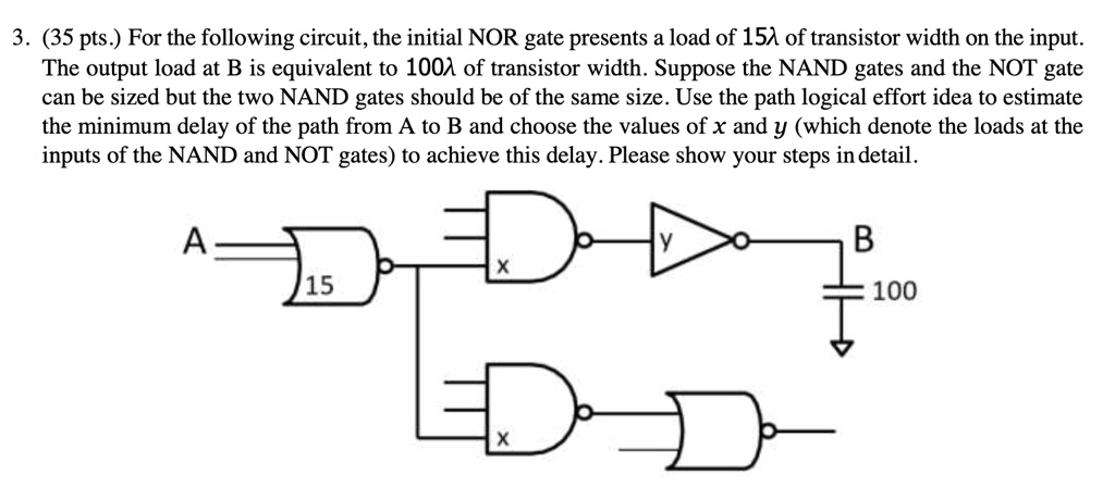 SOLVED: (35 pts) For the following circuit, the initial NOR gate ...