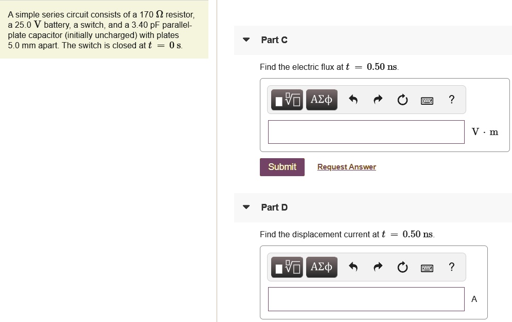 SOLVED: A simple series circuit consists of a 170 resistor a 25.0 V battery,a switch,and a 3.40 ...