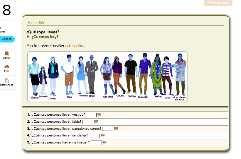 a escribir que ropa llevas h cuantos hay mira la imagen y escribe ...
