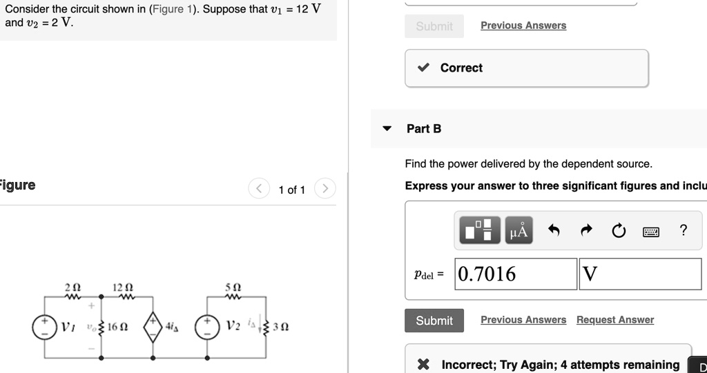 SOLVED: Consider the circuit shown in Figure 1. Suppose that V1 = 12 V ... SOLVED: Consider the circuit shown in Figure 1. Suppose that V1 = 12 V ...