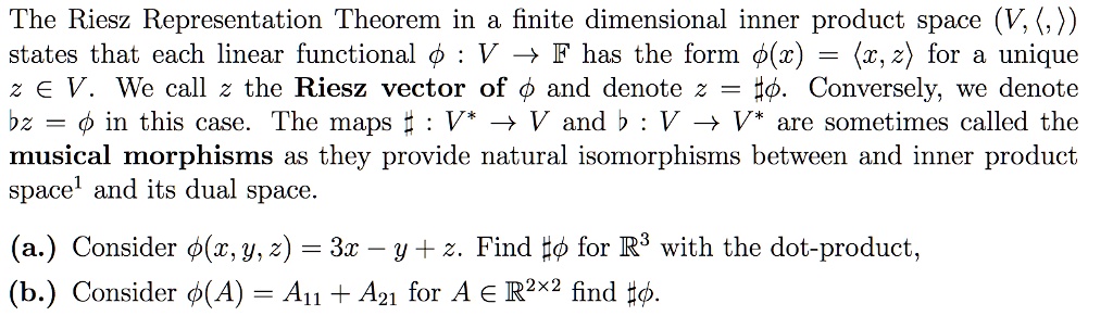 The Riesz Representation Theorem in a finite dimensional inner product ...