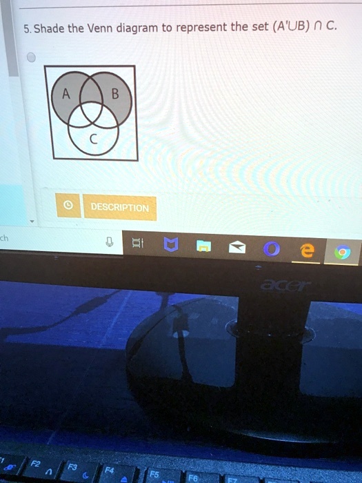 SOLVED: 5. Shade the Venn diagram to represent the set (A'UB) n C ...