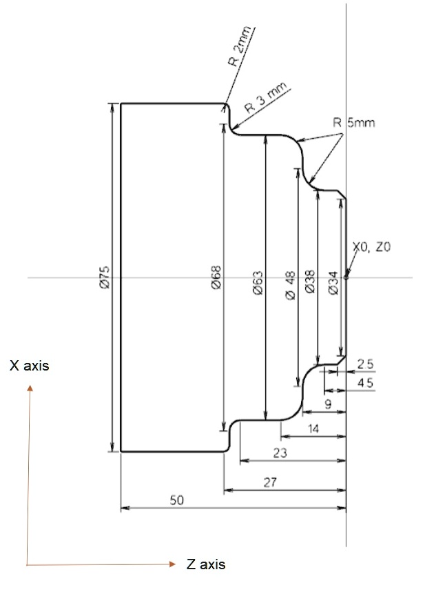 SOLVED: Write G-code program to machine the part shown in the figure ... SOLVED: Write G-code program to machine the part shown in the figure ...