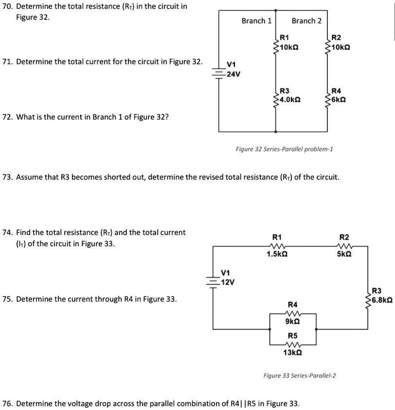 determine the total resistance rt in the circuit in figure 32 determine the total current for ...