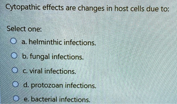 cytopathic effects are changes in host cells due to select one a ...