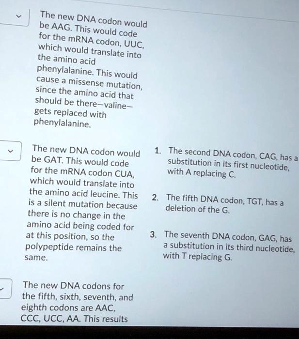 the new dna codon be aag this would for the mrna odl code codon which ...