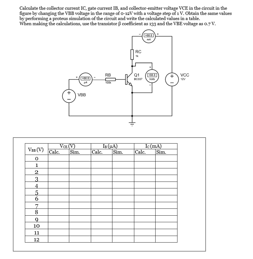 SOLVED: Calculate the collector current IC, gate current IB, and collector-emitter voltage VCE ...