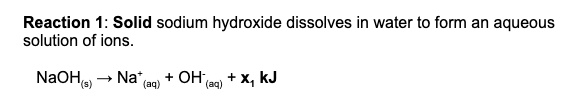 Reaction 1 solid sodium hydroxide dissolves in water to form...