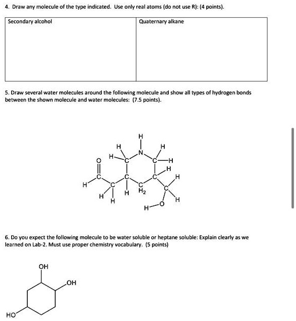 SOLVED: Draw any molecule ofthe type indicated Use only real atoms (do ...