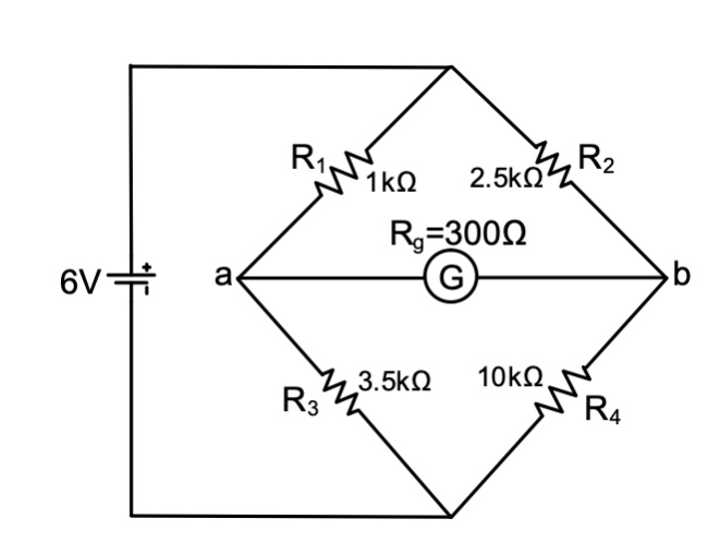 SOLVED: An unbalanced Wheatstone bridge is given in the figure below. Calculate the current ...