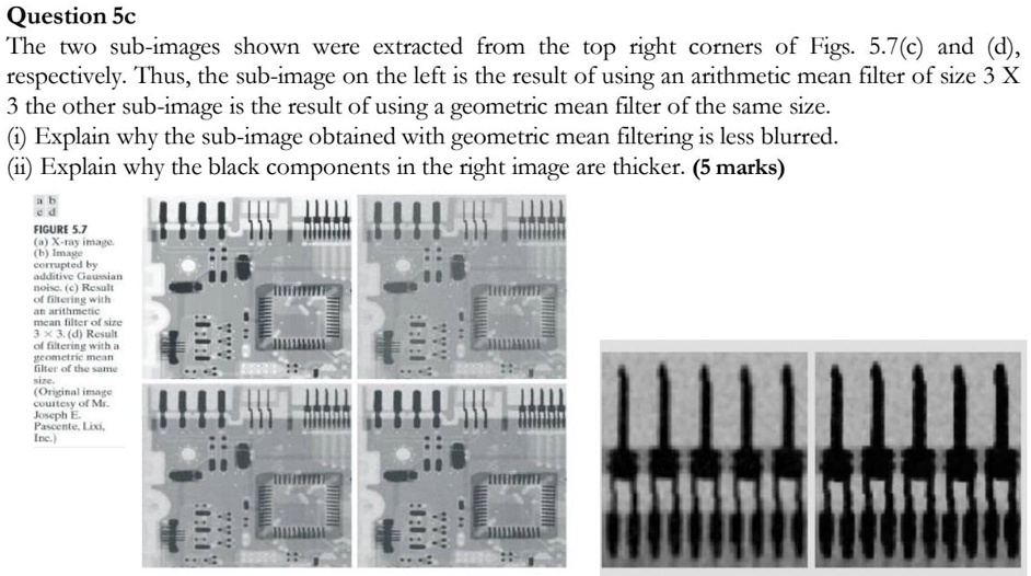 Question 5c The two sub-images shown were extracted from the top right ...