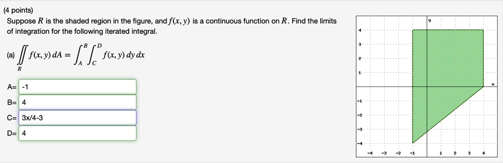 4 points suppose r is the shaded region in the figure and fxy is continuous function on r find ...