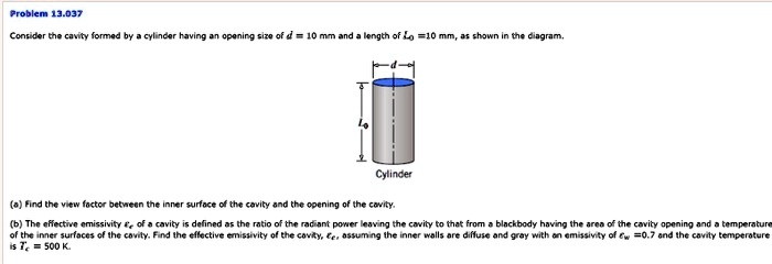 SOLVED: Cylinder (a) Find the view factor between the inner surface of ...