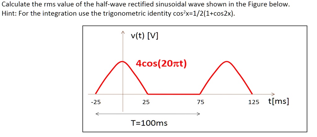 Calculate the rms value of the half-wave rectified sinusoidal wave ...