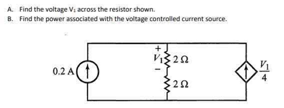 Solved Find The Voltage Vi Across The Resistor Shown Find The Power