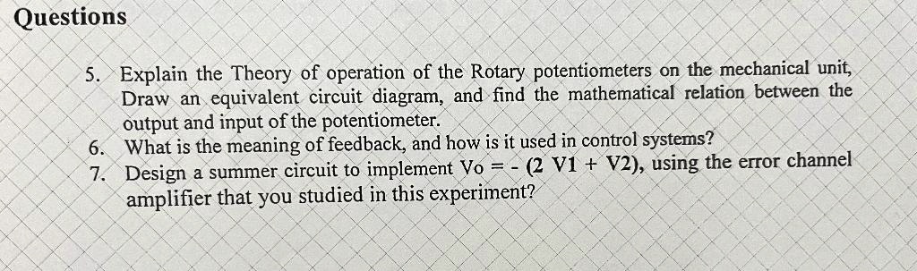 SOLVED: 5. Explain the Theory of operation of the Rotary potentiometers ...