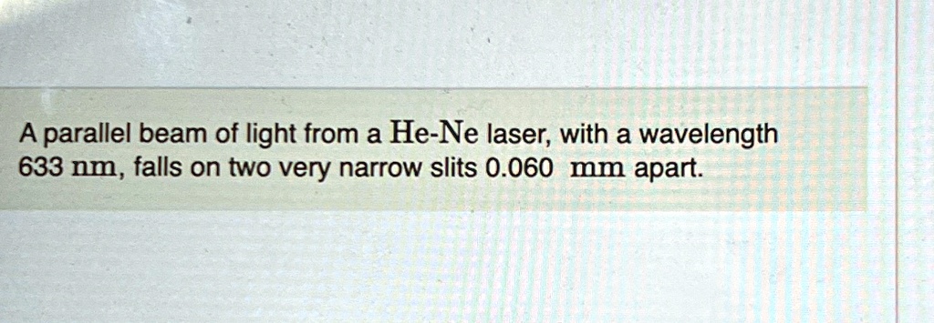 A Parallel Beam Of Light From He Ne Laser With Wavelength 633 Nm - The ...