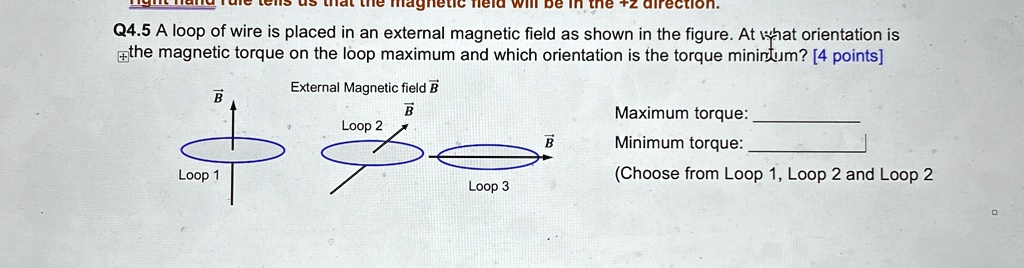 Q4.5 A loop of wire is placed in an external magnetic field as shown in ...