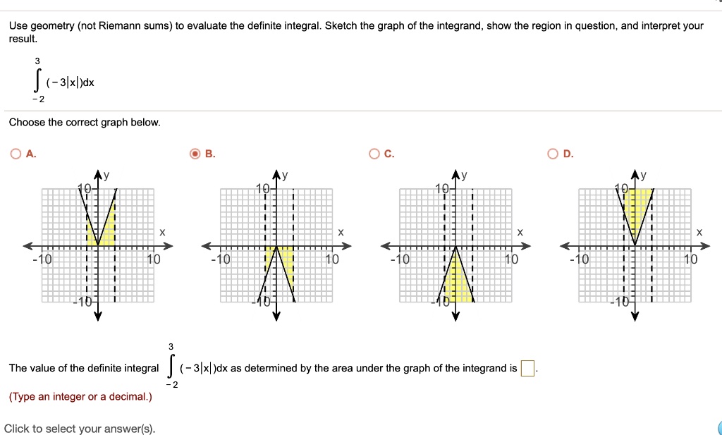 SOLVED: Use geometry (not Riemann sums) to evaluate the definite ...