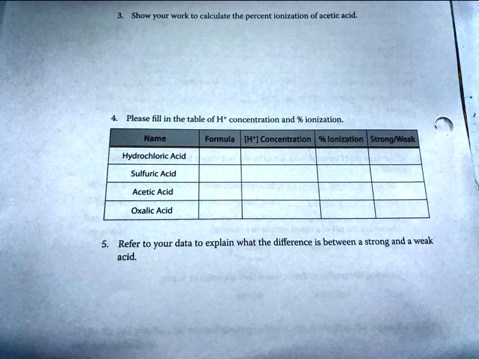 SOLVED: Text: Show your work to calculate the percent ionization of ...