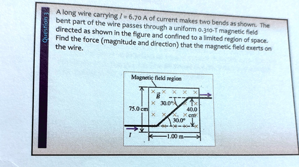 question 3 a long wire carrying i 670 a of current makes two bends as ...