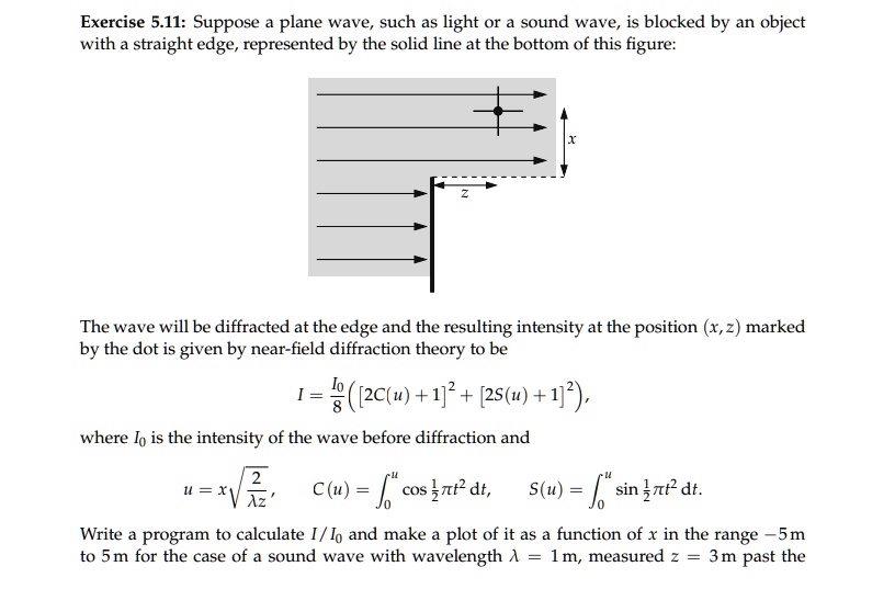 SOLVED: Exercise 5.11: Suppose a plane wave, such as light or a sound ...