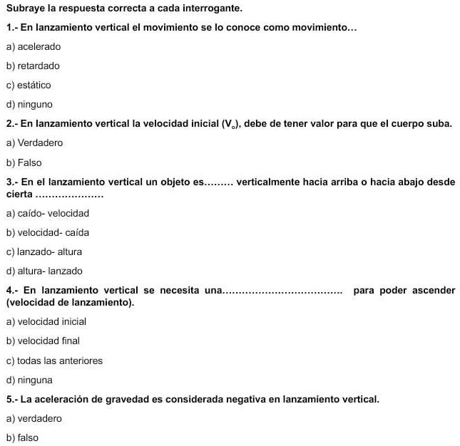 SOLVED: ayuda con este tarea de física Subraye la respuesta correcta ... SOLVED: ayuda con este tarea de física Subraye la respuesta correcta ...