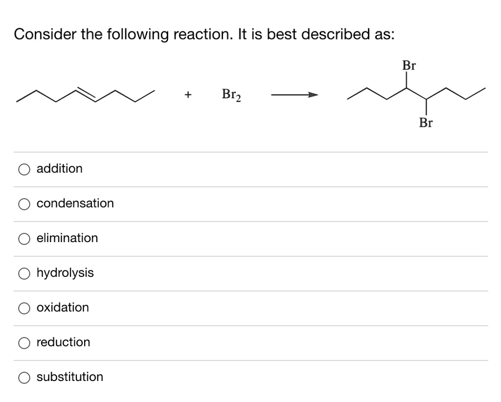 SOLVED: Consider the following reaction. It is best described as: Br Br ...
